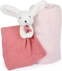 Doudou Dárková sada šťastný králíček pléd a růžový muchláček / od 0 le