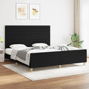 vidaXL Rám postele s čelem černý 180x200 cm textil