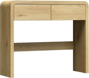 HOMCOM konzolový stolek se 2 zásuvkami, s kuličkovými pojezdy a zaoblenými rohy, 100 cm, přírodní