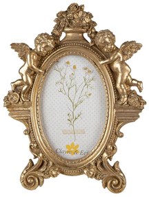 Zlatý antik fotorámeček s andílky – 10x15 cm