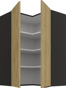 CREMONA cc | horní kuchyňská skříňka 60x60 GN-90 2F (90°) rohová s policemi | VYSOKÁ | 60x60 cm | černá/cremona