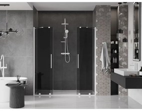 Mexen Velar Duo, posuvné sprchové dveře do otvoru 180 cm, 8mm šedé sklo, bílá matná, 871-180-000-42-20