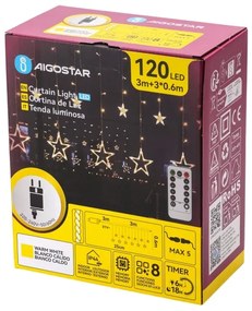 Aigostar - LED Ven. ván. řetěz 120xLED/6W/230V/8 funkcí 3x0,6m IP44 tep bílá+DO