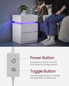 Noční stolek 2 kusy set, s LED osvětlením, 35×40×55 cm, oblačně bílý