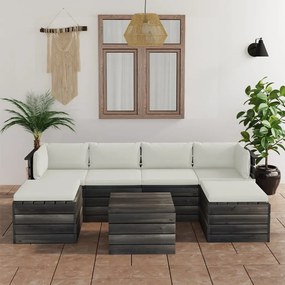 vidaXL 7dílná zahradní sedací souprava z palet + podušky borové dřevo [3061973] Barva: krémová