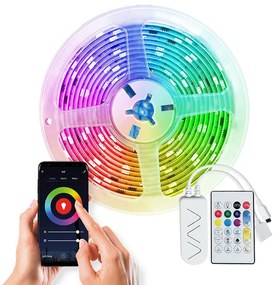 Solight Wifi Smart LED světelný pás, RGB, 5m, sada s adaptérem a dálkovým ovladačem