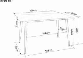 Jídelní stůl Rion 130 cm keramika bílý mramor/černý