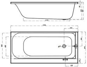 Cersanit Smart, akrylátová vana pravá 170x80cm + nožičky, bílá, S301-116