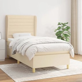 Box spring postel s matrací krémová 90x190 cm textil 3128570