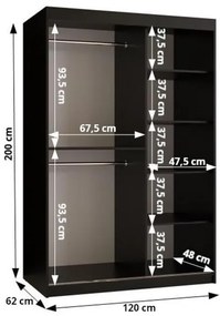 Šatní skříň Paproč | 120 cm | černá