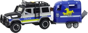 LEAN Toys Policejní terénní auto s přívěsem na koně, světla a zvuky