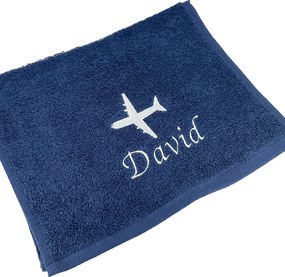 Ručník Letadlo s vlastním jménem nebo textem Barva: Černá, Velikost ručníku: 30x50cm