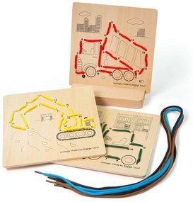 Bigjigs Toys Provlékání podle čísel Stavební stroje