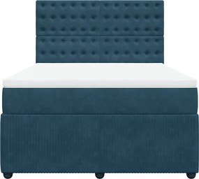 Box spring postel s matrací modrá 160 x 200 cm samet 3294698