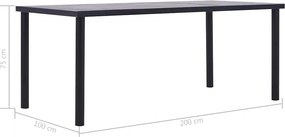 Jídelní stůl černý a betonově šedý 200 x 100 x 75 cm MDF 281861