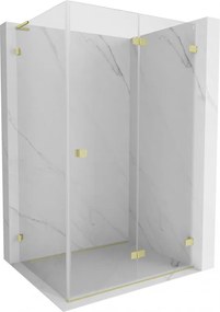Mexen Lunar-F L, sprchový kout pravý 90 x 80 cm, 8mm čiré sklo, zlatý kartáčovaný - 836L-090-080-55-00-P