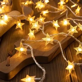 LED vánoční řetěz vločka a hvězda teplá bílá / Vánoční osvětlení / 80