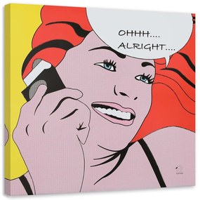 Obraz na plátně Pop art karikatura Telefon - 40x40 cm