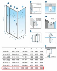 BPS-koupelny Obdélníkový sprchový kout HYD-OK07D 120x100 chrom/transparent - bez vaničky