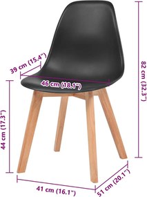 Jídelní židle 6 ks černé plast 244779