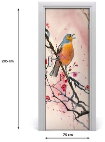 Samolepící fototapeta na dveře Pták na větvi 75x205 cm