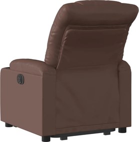 Zvedací polohovací křeslo hnědé umělá kůže 3206601