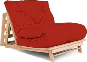 Marior Home Rozkládací futonové křeslo / pohovka Layti - 90 cm / Červená / Surový buk