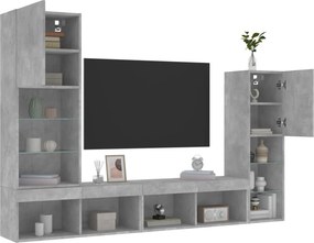 4dílná obývací stěna s LED betonově šedá kompozitní dřevo 3216657