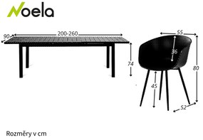Noela Zahradní jídelní set Grande Lungo + 8x židle Rikke