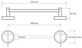 Sapho X-ROUND E držák ručníků 300x65mm, chrom XR406