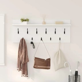 věšák, nástěnný, 1 prkno, háčky, kompozitní dřevo, 40x100x12 cm, bílá, Dekorino TK20260019