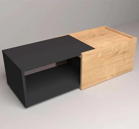 FMD Výsuvný konferenční stolek bílý a dub [437013] Barva: dub a černá