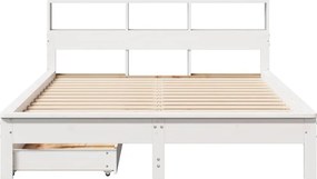 Postel s knihovnou bez matrace bílá 135x190 cm masivní borovice 3309825