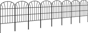 Outsunny Set 8 dekorativních zahradních plotů, černé kovové okraje s ornamenty - 264 x 61 cm černé | Aosom