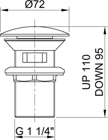 Sapho Minimal umyvadlová výpust 5/4“ uzavíratelná click clack nerez MI057 Koupelny Bernold