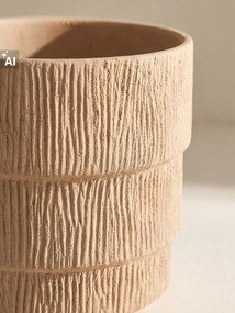 Sinsay - Keramický obal na květináč s žebrovanou texturou - béžová