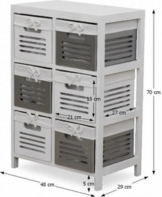 6- šuplíková komoda, bílá / šedá, BIBI 6