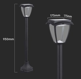 LED Solution Černá LED zahradní solární lampa 2W IP65 93cm 2894