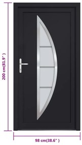 Vchodové dveře antracitové 98 x 200 cm PVC,  3187875