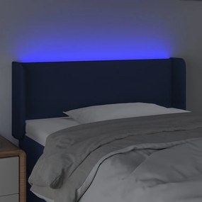 Čelo postele s LED modré 93 x 16 x 78/88 cm textil 3122944