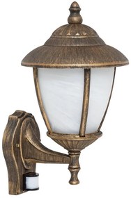 Nástěnná lampa rabalux - venkovní nástěnné svítidlo se senzorem 1xe27/60w/230v ip43 zlatá