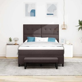 Postel s boxspringem s čelo Tmavě hnědá 140 x 190 cm textil 3344068