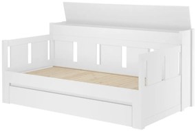 Rozkládací postel Relax s úložným boxem na matrace - bílá - masiv borovice Bílá   
90x200/180x200 cm