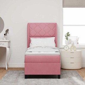 Postel s boxspringem s čelo Růžová 200 x 80 cm samet 3340957