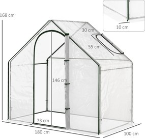 Skleník na zahradu Outsunny PVC, balkonový skleník, zesílená plachta, ocelová konstrukce, rolovací zipová vrata, pro zeleninu a rostliny, vnitřní i v…