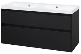 Mereo Opto, koupelnová skříňka s umyvadlem z litého mramoru 121 cm, černá - CN943M