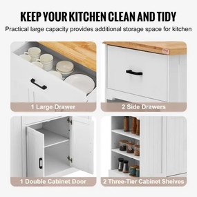 Kitchen Island Vozík Úložná skříňka Servírovací vozík se zásuvkou a policemi