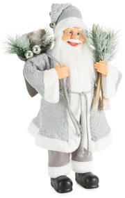 VÁNOČNÍ FIGURKA SANTA 60 CM STŘÍBRNÁ