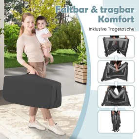 Costway 5 in 1 Skládací dětská postýlka s odnímatelnou korbičkou a přebalovací