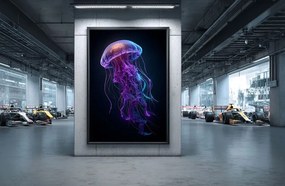 Neonová hloubka - obraz - Medúza v moderním světelném stylu 64 - A4 – 210 × 297 mm - 149 Kč